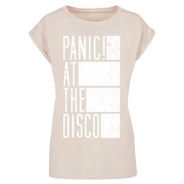 F4NT4STIC Extended Shoulder T-Shirt Panic At The Disco Block Text in Whitesand | Gr.: XL