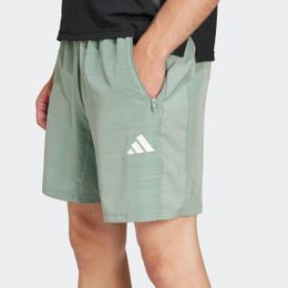 Shorts adidas Performance "TR-ES WV MEL S", Herren, Gr. S, L&auml;nge 7, silber (silber gr&uuml;n mel), Obermaterial: 100% Polyester, Hosen Shorts, f&uuml;r Training und sportliche Aktivit&auml;ten, mit Rei&szlig;verschlusstaschen