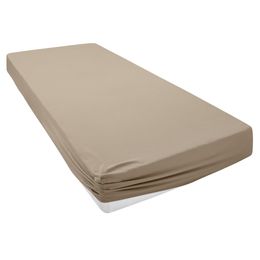 Spannbettlaken OTTO HOME "Cremona Comfort", beige, B:180cm L:200cm, Jersey-Elasthan, Obermaterial: 96% Baumwolle, 4% Elasthan, Bettlaken, Spannbettlaken, In Qualit&auml;ten: Baumwolle/Elasthan oder Biber, Matratzen bis 20 cm H&ouml;he