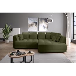 Ecksofa WERK2 "Tiga, Komfortsofa mit elekt. Auszugsfunktion, bequem, L-Form", gr&uuml;n, B:207cm H:72cm T:286cm, 100% Polyester, Sofas, Ecksofa, Pure Wohlf&uuml;hlgarantie: Ausziehbare Sitztiefe, XXL-Ottomane & Kissen.