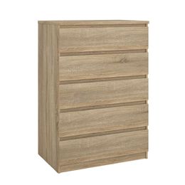Kommode Inosign "Naia, Aufbewahrung, 5 Schubladen, Matt-Optik, grifflose Front", eichefarbe, B:77cm H:111,3cm T:50cm, Spanplatte, Sideboards, Kommode, Modern, skandinavisches Design, in mehreren Farben, Hoch