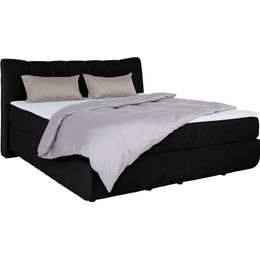 Boxspringbett Home Affaire "Oc&eacute;ane", schwarz, B:190cm L:221cm, Komplettbetten, Boxspringbett, Bodenfrei- wirkt freischwebend, verschiedene H&auml;rtegrade (auch H4)