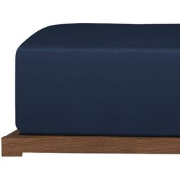 Spannbettlaken uncover by Schiesser "New Jersey aus 100% Baumwolle", blau (dunkelblau), B:180cm L:200cm, Jersey, Obermaterial: 100% Baumwolle, Bettlaken, Spannbettlaken, Made in Green