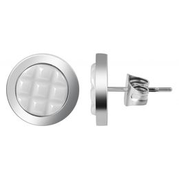 Adelia&acute;s Paar Ohrh&auml;nger ADELIA&acute;S "Damen Ohrstecker aus poliertem Edelstahl - Keramik &Oslash; 12 mm", silber, Ohrringe, Damen, Damen, Edelstahl