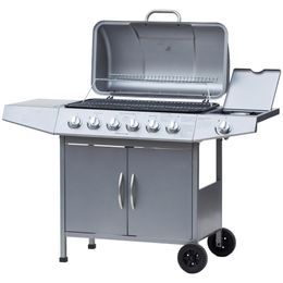 Gasgrill El Fuego "Dayton 6+1", silber (silberfarben), B:133cm H:97cm T:54cm, Grills, BxTxH: 133x54x97 cm