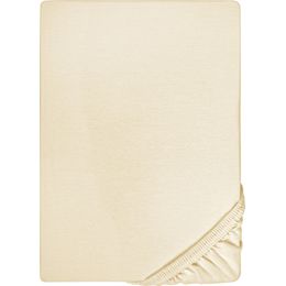 Spannbettlaken Biberna "Samy", beige (champagner), 1 Stk., Jersey-Elasthan, 140-160x200-220 12, Jersey-Elasthan, Obermaterial: 95% Baumwolle, 5% Elasthan, Bettlaken, Spannbettlaken, hochwertiges Jersey-Elasthan f&uuml;r Topper geeignet
