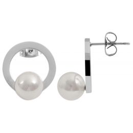 Adelia&acute;s Paar Ohrh&auml;nger ADELIA&acute;S "Damen Ohrstecker aus poliertem Edelstahl und Perle &Oslash; 15 mm", silber, Ohrringe, Damen, Damen, Edelstahl