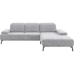 Ecksofa Home Affaire "Liora, L-Form mit verstellbarem Kopfteil, Breite 291 cm", light, grau, B:291cm H:83cm T:218cm, 5, 9% Viskose, 34, 4% Polyacryl, 59, 7% Polyester, Sofas, Ecksofa, klappbare Armlehne, Tonnentaschenfederkern&saugroboterfreundliche H&ouml;he