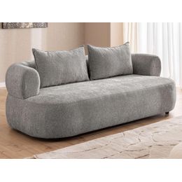 3-Sitzer Home Affaire "LUSSAC 3-Sitzer Design-Sofa mit Zierkissen, Ma&szlig;e B/T/H: 202/123/78 cm", grau, B:202cm H:78cm T:122,5cm, 100% Polyester, Sofas, hoher Sitzkomfort und modernes Design, Sofa ohne Bettfunktion
