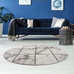 Teppich Carpet City "Noa 9288" Gr. 10, grau, H:11mm &Oslash;:160cm, Kunstfaser, Teppiche, Teppich, Kurzflor, Modern, Weicher For, Pflegeleicht