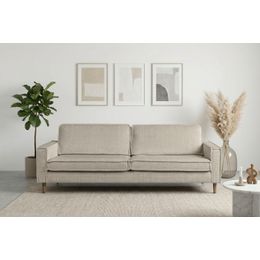 3-Sitzer Home Affaire "Pinto Skandi,Maxi-Ausf&uuml;hrung, 236 cm, Chenille, Struktur", creme, B:236cm H:89cm T:97cm, 100% Polyester, Sofas, mit Keder, Massivholzf&uuml;&szlig;e Eiche ger&auml;uchert, Wellenunterfederung