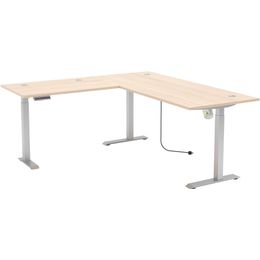 Schreibtisch Innostyle "Schreibtisch Santorin, 185/72/173 cm ( B/H/T)", riva eiche, silber matt, riva eiche, B:185cm H:72cm T:77cm, Tische, Schreibtisch, mit motor. H&ouml;henverst. (72-120 cm) mit Memory-Funkt., li/re montierbar
