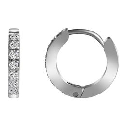 Adelia&acute;s Paar Creolen ADELIA&acute;S "Damen Creolen aus Edelstahl und Strass &Oslash; 10 mm", wei&szlig;, Ohrringe, Damen, Damen, Edelstahl