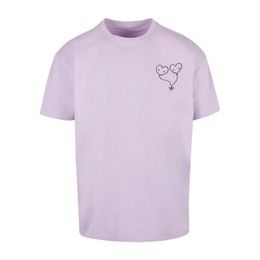 T-Shirt Merchcode "Merchcode Hugs & Love - Love Ballon Heavy Oversize Tee", Damen, Gr. 5XL, lila, 100% Baumwolle, bedruckt, oversize, Rundhals, Shirts T-Shirt