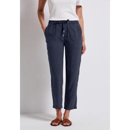 R&ouml;hrenhose Street One, Damen, Gr. 40, L&auml;nge 28, blau (tiefblau), Stoff, 83% Modal, 17% Polyester, unifarben, loose fit kn&ouml;chelfrei, Hosen, mit Elastikbund