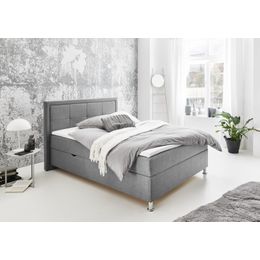 Boxbett Inosign "Fergus", grau, B:134cm L:209cm, Stoffbezug Nordic (100% Polyester), Komplettbetten