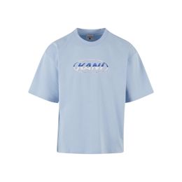 T-Shirt Karl Kani "Karl Kani Woven Signature Chrome LOGo Crop Tee", Damen, Gr. XXL, lightblau, 100% Baumwolle, bedruckt, normal, Rundhals, Shirts T-Shirt
