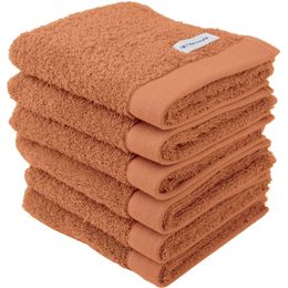 G&auml;stehandtuch Tom Tailor HOME "COLOR BATH", rot (schwarz coral), B:30cm L:50cm, Frottier, Frottier, Handt&uuml;cher, 100% Baumwolle, 30x50 cm, uni, gro&szlig;e Farbauswahl