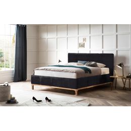 Polsterbett Home Affaire "Noan", schwarz, B:158cm H:118cm L:218cm, Betten, Polsterbett, Bettkasten, Lattenrahmen mit Gasdruckfedern, auch mit 7-Zonen-Matratze