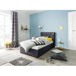 Polsterbett Home Affaire "Endres", grau (anthrazit), B:103cm L:210cm, imgr&auml;gnierte Struktur (100% Polyester), Betten, Polsterbett, mit Bettkasten, wahlweise ohne Matratze/Lattenrost oder incl. Matratze