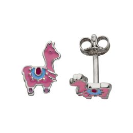 Paar Ohrstecker Jobo "Ohrringe Kinderohrringe Lama rosa", rosa, Ohrringe, Jungen, Silber 925 (Sterlingsilber), 925 Silber