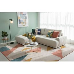 Ecksofa Trendmanufaktur "Fordon, Schlafsofa mit Bettkasten, Couch in L-Form, Breite 250 cm", grau (sandgrau), B:250cm H:82cm T:167cm, 100% Polyester, Sofas, Ecksofa, in Struktur LUMOS, 3D-Effekt, sandgrau, Recamiere links