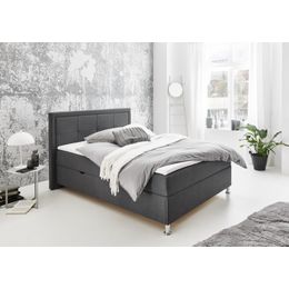 Boxbett Inosign "Fergus", anthrazit, B:134cm L:209cm, Stoffbezug Nordic (100% Polyester), Komplettbetten