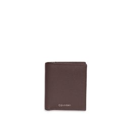 Geldb&ouml;rse Calvin Klein "FOIL EMBOSS SLIM TRIFOLD w CARD", Herren, braun (ck schwarz braun), Leder, unifarben, Kleinlederwaren, Geldbeutel, Unisex Portemonnaie mit Logoschriftzug