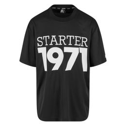 T-Shirt STARTER Black Label "Starter Black Label Starter Train Day Mesh Jersey", Damen, Gr. XXL, schwarz, 100% Polyester, bedruckt, oversize, Rundhals, Shirts T-Shirt
