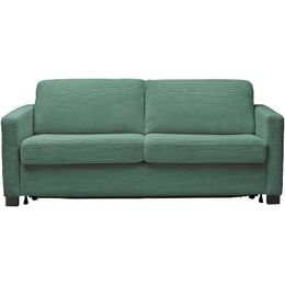 Schlafsofa Home Affaire "Vionelle, 3-Sitzer mit Kaltschaummatratze nach Wahl, Breite 206 cm", gr&uuml;n, B:206cm H:81cm T:98cm, 88% Polyester, 12% Polyacryl, Sofas, Schlafsofa, Dauerschl&auml;fer mit wahlweise Standard- oder Premium-Matratze