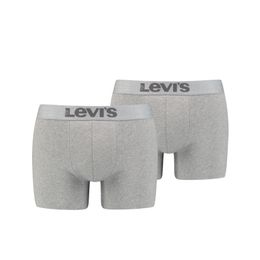 Levi's Boxershorts LEVI'S "LEVIS MEN MEL WB BOXER BRIEF ORG CO 2P", Damen, Gr. S, grau (mid grau melange), Obermaterial: 95% Baumwolle, 5% Elasthan, k&ouml;rpernah, Unterhosen, mit breitem Logobund