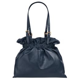 Shopper Samantha Look, Damen, Gr. B/H/T: 25cm x 25cm x 10cm onesize, blau, Leder, unifarben, Taschen Shopper, echt Leder, Made in Italy