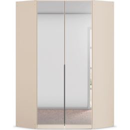 Eckkleiderschrank OTTO HOME "Kleiderschrank Schrank Ankleidezimmer Schlafzimmer Garderobe AGORDO", beige (beige (champagner)), B:117cm H:229cm T:117cm, Holzwerkstoff, Schr&auml;nke, Eckkleiderschrank, mit Spiegelt&uuml;ren, voll ausgestattet mit viel Stauraum MADE IN GERMANY