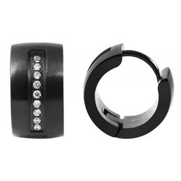 Adelia&acute;s Paar Creolen ADELIA&acute;S "Damen Creolen aus mattem Edelstahl und Strass &Oslash; 9 mm", silber, Ohrringe, Damen, Damen, Edelstahl