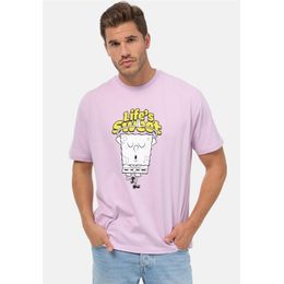 T-Shirt Recovered "SpongeBob Lifes Sweet Relaxed", Damen, Gr. XL, lila, 100% Baumwolle, bedruckt, normal, Rundhals, Shirts T-Shirt, im lockeren Schnitt