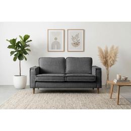 2-Sitzer Home Affaire, B:168cm H:89cm T:97cmdunkelgrau, 100% Polyester, Sofas, "Pinto Skandi, 166 cm, Chenille, Struktur", mit Keder, Massivholzf&uuml;&szlig;e