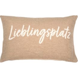 Dekokissen Pad "SNUG", braun (taupe, schriftzug unifarben), B:60cm L:35cm, Obermaterial: 65% Baumwolle, 35% Polyacryl, Dekokissen_Sitzkissen_Kissenh&uuml;llen, Made in Europe, Kissenbezug ohne F&uuml;llung, 1 St&uuml;ck, 35x60 & 45x45 cm