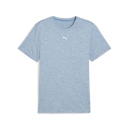 Trainingsshirt Puma "M TAD ESSENTIALS HEATHER CAT TEE (CF SMALL CAT)", Herren, Gr. XXL, blau (cool blau heather), Jersey, Obermaterial: 100% Polyester, regular fit normal, Rundhals, Shirts, Regular Fit, atmungsaktiv, schnell trocknend, Rundhalsausschnitt
