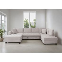 Wohnlandschaft TRENDS BY HG "Moritz, U-Form", b803 zoom 19 dove,, B:324cm H:86cm T:178cm, 92% Polyester;8% Nylon, Sofas, Wohnlandschaft, inkl. Bettfunktion und Bettkasten, inkl. 2 Zierkissen