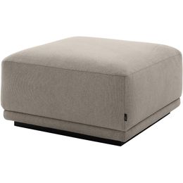 Hocker Musterring, stone, B:80cm H:41cm T:80cm, 94% Polyester, 6% Nylon, Hocker, Hocker, mit Wellenunterfederung & HR-Kaltschaum, Holzrahmen in Schwarz