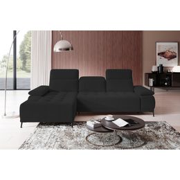 Ecksofa WERK2 "Focus-S, inkl. elektr. Sitzvorzug, manuelle Kopfteilverstellung", anthrazit, B:277cm H:82cm T:177cm, 100% Polyester, Sofas, Ecksofa, elektr. Sitztiefenverstellung, flexible Kopfst&uuml;tzen, 12cm F&uuml;&szlig;e, L-Form