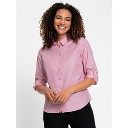 Hemdbluse Casual Looks, Damen, Gr. 50, rosa (ros&eacute;), 50% Baumwolle, 50% Polyester, unifarben, Blusen Hemdbluse