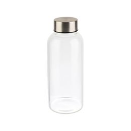 Trinkflasche APS "EVERFILL, Glas, 0,4 Liter, &Oslash; 6,5 cm, H&ouml;he 18 cm", transparent, H:18cm, Glas, Polypropylen (PP), Silikon, Trinkflaschen, Trinkflasche, ideal f&uuml;r Wasser, Saft oder Getr&auml;nke im Alltag und unterwegs