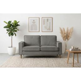 2-Sitzer Home Affaire, B:168cm H:89cm T:97cmgrau, 100% Polyester, Sofas, "Pinto Skandi, 166 cm, Chenille, Struktur", mit Keder, Massivholzf&uuml;&szlig;e Eiche