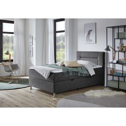 Boxbett Inosign "Escalon mit Bettkasten, inkl. Topper", anthrazit, B:122cm L:209cm, Stoffbezug Nordic (100% Polyester), Komplettbetten