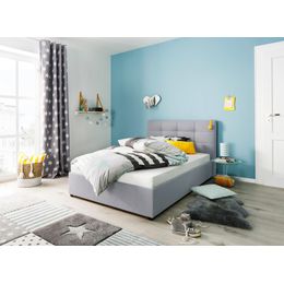 Polsterbett Home Affaire "Endres", grau (hellgrau), B:133cm L:210cm, imgr&auml;gnierte Struktur (100% Polyester), Betten, Polsterbett, mit Bettkasten, wahlweise ohne Matratze/Lattenrost oder incl. Matratze
