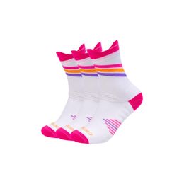 Socken Camano "Sportsocke 3er Pack", Damen, Gr. 43/46, knockout pink, 94% Polyamid, 5% Elasthan, 1% Polyester, gestreift, Socken Socken, 3er Pack Sportsocken mit optimalem Fu&szlig;klima dank Mesheins&auml;tzen