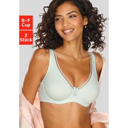 Minimizer-BH Petite Fleur, Damen, Gr. 80, Cup C, gr&uuml;n (mint, wei&szlig;), Jersey, Obermaterial: 95% Baumwolle, 5% Elasthan, Basic, BHs Minimizer-BH, aus Baumwolle mit nahtlosen Cups, Basic Dessous