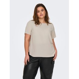 Shirtbluse Only CARMAKOMA "CARVICA SS TOP WVN NOOS", Damen, Gr. 52, gelb (moonbeam), Web, Obermaterial: 97% Polyester, 3% Elasthan, unifarben, regular fit normal, Rundhals, Blusen, Materialmix, regular fit