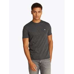 T-Shirt Tommy Jeans "TJM XSLIM JASPE HTR TEE EXT", Herren, Gr. XL, schwarz (schwarz htr), Single Jersey, Obermaterial: 60% Baumwolle, 40% Polyester, Basic, slim fit normal, Rundhals, eingesetzt abgesteppte Kante, Shirts T-Shirt, Mit Rundhalsausschnitt